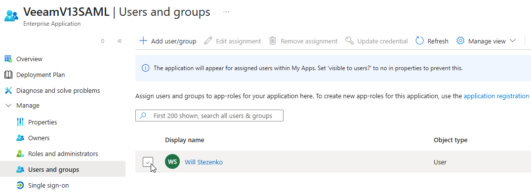 Configuring SAML authentication with Veeam Software Appliance V13 for Entra ID – StezTech